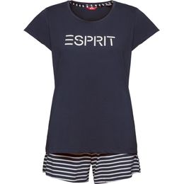 Esprit Mia Shorty, Bio-Baumwolle, Logo-Print, für Damen, blau, 36