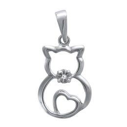 Firetti Kettenanhänger Schmuck Geschenk Silber 925 Halsschmuck Anhänger Katze, mit Zirkonia (synth), silberfarben|weiß