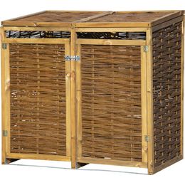 Dobar Wetterfeste Doppel-Mülltonnen-Box aus Holz 240L