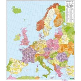 Freytag & Berndt Poster Postleitzahlenkarte Europa, mit Metallstäben, Karte (im Sinne von Landkarte)