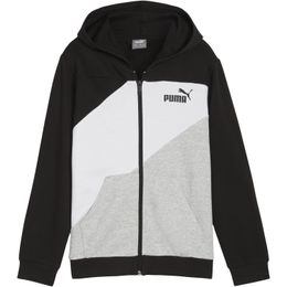 Puma® Sweatjacke, geteilte Kängurutasche, Color-blocking, für Kinder, schwarz, 128