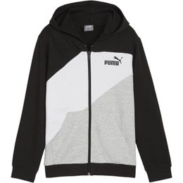 Puma® Sweatjacke, geteilte Kängurutasche, Color-blocking, für Kinder, schwarz, 176