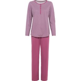 Calida Cotton Special Pyjama, Henley-Ausschnitt, für Damen, rot, XS