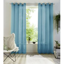 Gardine XANA, my home, Ösen (1 St), transparent, Polyester, 1 Schal, Voile, einfarbig, modern, pflegeleicht, blau