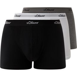 s.Oliver Hipster Basic Boxershorts, 3er-Pack, Logo-Bund, für Herren, mehrfarbig, S