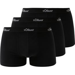 s.Oliver Hipster Boxershorts kurz, 3er-Pack, Logo-Bund, für Herren, schwarz, S