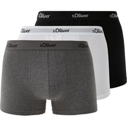 s.Oliver Hipster Boxershorts kurz, 3er-Pack, Logo-Bund, für Herren, mehrfarbig, S