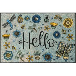 Fußmatte Hello Flowers, wash+dry by Kleen-Tex, rechteckig, bunt