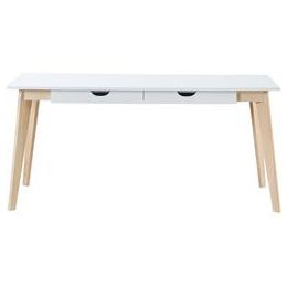 Miliboo Schreibtisch skandinavisch mit Schubladen Holz Weiß L160 LEENA