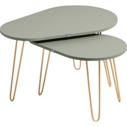 LOOKS by Wolfgang Joop Couchtisch Looks Organic, Set aus 2 unterschiedlich großen Tischen, mit hochwertigen Metallfüßen, grün