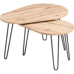 LOOKS by Wolfgang Joop Couchtisch Looks Organic, Set aus 2 unterschiedlich großen Tischen, mit hochwertigen Metallfüßen, braun
