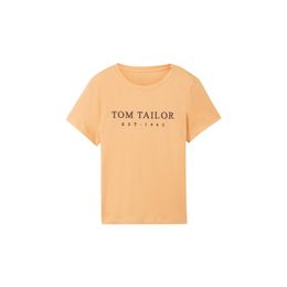 Tom Tailor Damen T-Shirt mit gesticktem Logo, orange, Gr. XL