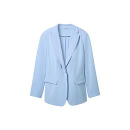 Tom Tailor Damen Plus - Blazer mit recyceltem Polyester, blau, Uni, Gr. 54