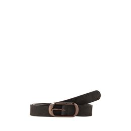Tom Tailor Damen Ledergürtel mit ovaler Dornschließe, schwarz, Uni, Gr. 75