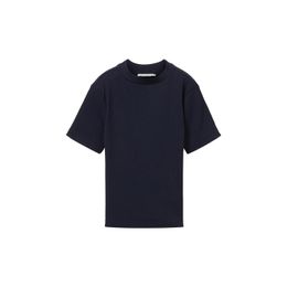 Tom Tailor Mädchen Cropped T-Shirt mit Rippstruktur, blau, Uni, Gr. 164