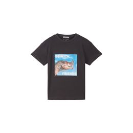 Tom Tailor Jungen Oversized T-Shirt mit Bio-Baumwolle, grau, Motivprint, Gr. 92/98