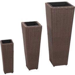 Garten-Hochbeet,Blumenkasten 3-tlg. Poly Rattan Braun vidaXL