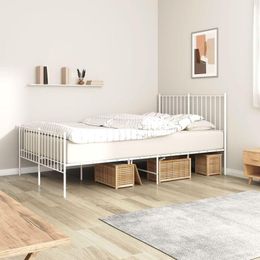 Bettgestell,Schlafzimmerbett mit Kopf- und Fußteil Metall Weiß 120x190 cm vidaXL