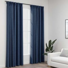 Bonnevie - 2er-Set Verdunkelungsvorhänge,Verdunkelung Gardinen Haken Leinenoptik Blau 140x245cm vidaXL