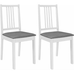 Esszimmerstühle mit Polstern 2 Stk. Weiß Massivholz Vidaxl Weiß