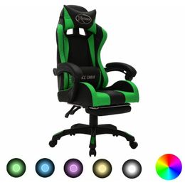 Bonnevie - Gaming-Stuhl mit rgb LED-Leuchten Grün und Schwarz Kunstleder vidaXL112460