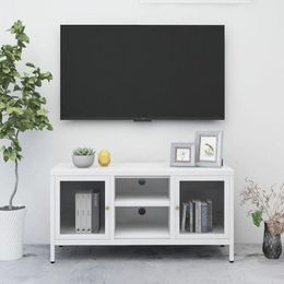 Bonnevie - TV-Schrank,TV-Möbel Weiß 105x35x52 cm Stahl und Glas vidaXL