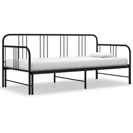 Tagesbett,Gästebett Ausziehbar Schwarz Metall 90x200 cm vidaXL