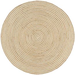 Teppich,Fußmatte Handgefertigt Jute mit Spiralen-Design Weiß 90 cm vidaXL