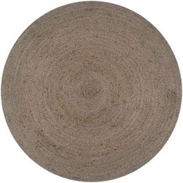 Bonnevie - Teppich,Fußmatte Handgefertigt Jute Rund 90 cm Grau vidaXL