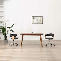 Bonnevie - Drehbarer Bürostuhl,Schreibtischstuhl Schwarz Bugholz und Kunstleder vidaXL