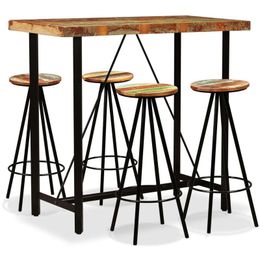 Bonnevie - 5-tlg. Bar-Set,Bartisch-Set Altholz Massiv vidaXL