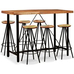 7-tlg. Bar-Set,Bartisch-Set Massivholz Akazie und Altholz vidaXL