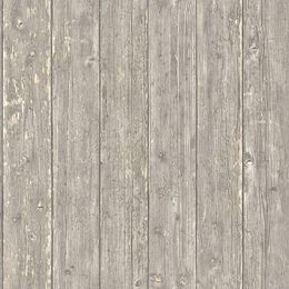 A.S. Création Holz Tapete im Vintage Chic | Shabby Tapete in Holzoptik in Beige Grau | Landhaus Vliestapete ideal für Schlafzimmer und Küche - Beige / Crème, Braun