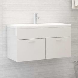 Waschbeckenunterschrank mit Einbaubecken Hochglanz-Weiß vidaXL458820