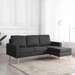 3-Sitzer-Sofa,Sofas gerade mit Hocker Dunkelgrau Stoff vidaXL360077