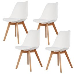WYCTIN 4er Set Design Esszimmerstuhl Kunstleder weiß Polstersessel Loungesessel Stuhl Küche Esszimmer