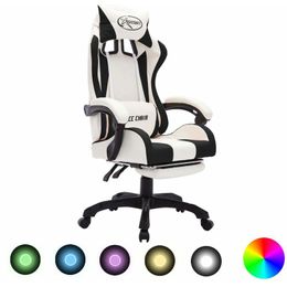 Bonnevie - Gaming-Stuhl mit rgb LED-Leuchten Schwarz und Weiß Kunstleder vidaXL869243