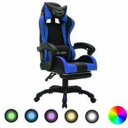 Gaming-Stuhl mit rgb LED-Leuchten Blau und Schwarz Kunstleder vidaXL494842