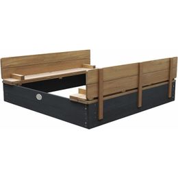AXI - Sandkasten Ella aus Holz mit Deckel xl Sand Kasten mit Sitzbank & Abdeckung für Kinder in Anthrazit & Braun 120 x 120 cm - Oliv
