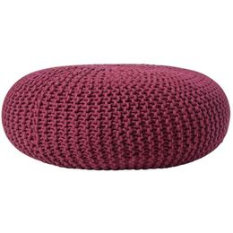 Homescapes - Großer Strickpouf 100% Baumwolle, pflaume - Pflaume