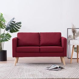Bonnevie - 2-Sitzer-Sofa Couch Wohnzimmersofa - Stoff Weinrot BV608166