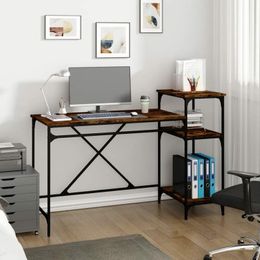 Bonnevie - Computertisch,Schreibtisch mit Regal Räuchereiche 135x50x90 cm Holzwerkstoff vidaXL