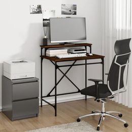 Computertisch,Schreibtisch Braun Eichen-Optik 80x50x90 cm Holzwerkstoff Eisen vidaXL