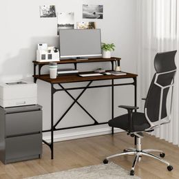 Bonnevie - Computertisch,Schreibtisch Braun Eichen-Optik 100x50x90cm Holzwerkstoff Eisen vidaXL