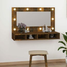 Spiegelschrank mit LED,Bad Hängeschrank Räuchereiche 90x31,5x62 cm vidaXL