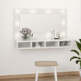 Spiegelschrank mit LED,Bad Hängeschrank Hochglanz-Weiß 90x31,5x62 cm vidaXL
