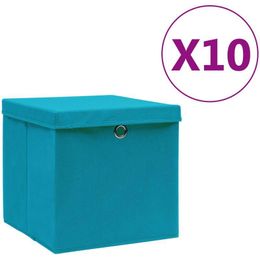 10 Stk. Aufbewahrungsboxen,Werkzeugaufbewahrung mit Deckeln 28x28x28 cm Babyblau vidaXL