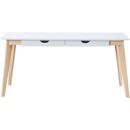 Miliboo Schreibtisch skandinavisch mit Schubladen Holz Weiß L160 leena - Weiß