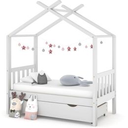 Kinderbett,Einzelbette mit Schublade Weiß Massivholz Kiefer 70x140 cm vidaXL