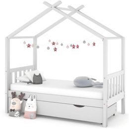 Kinderbett,Einzelbette mit Schublade Weiß Massivholz Kiefer 80x160 cm vidaXL